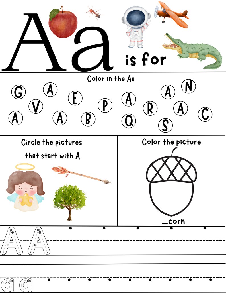 Toddler Preschool Alphabet Numbers Worksheet Printable Bundle ...