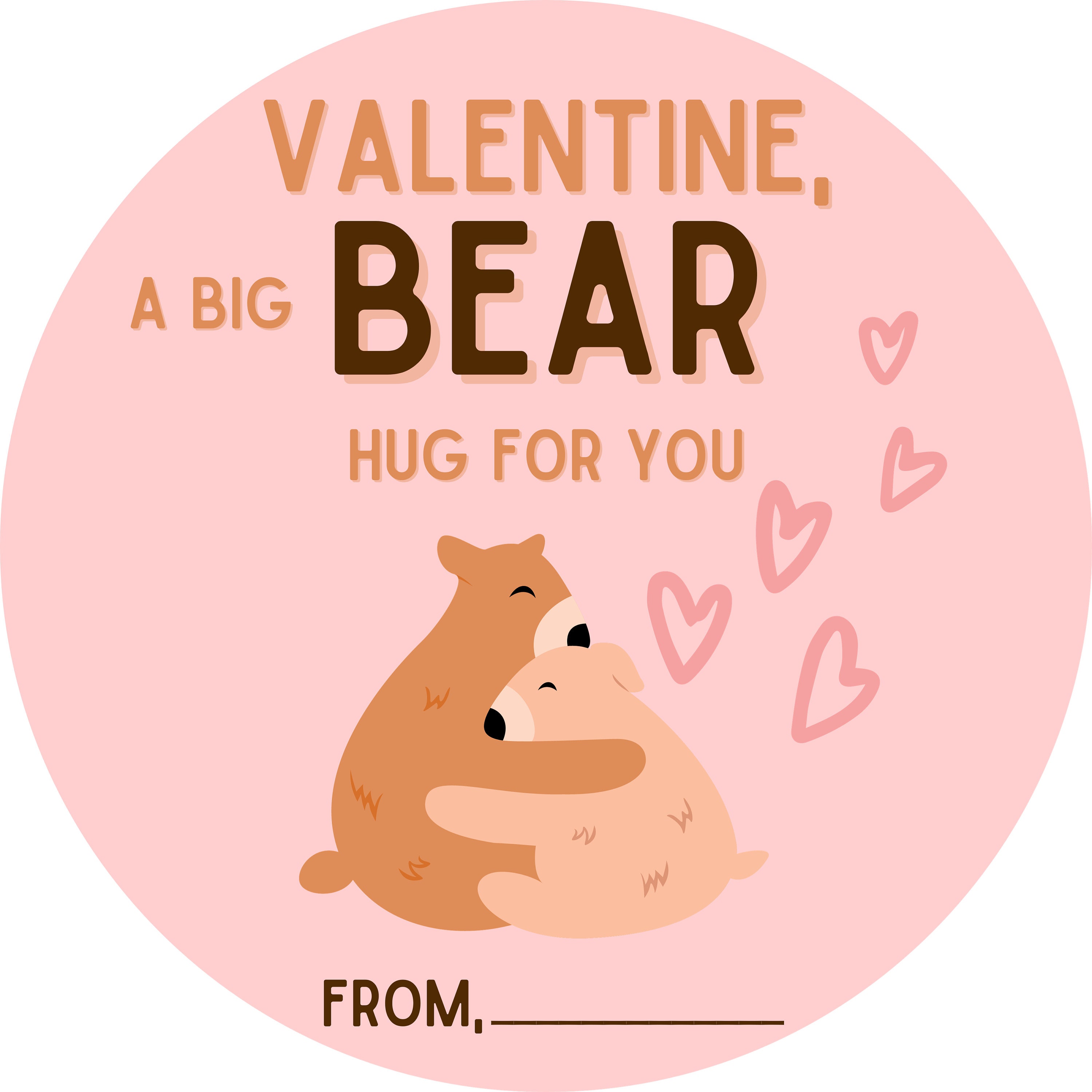 A Big Bear Hug for You Printable Valentine for Kids - Etsy