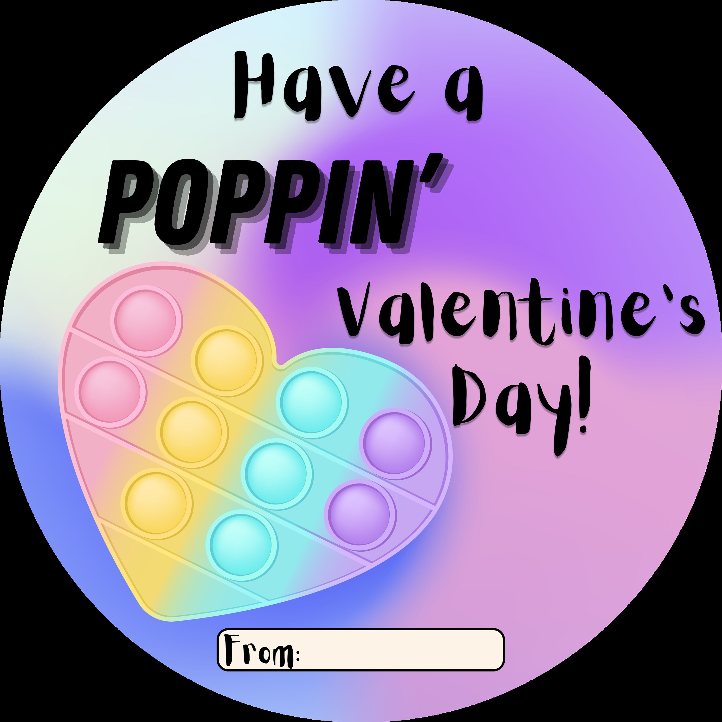 Fidget Popper Valentine Printable / Valentine for Kids - Etsy
