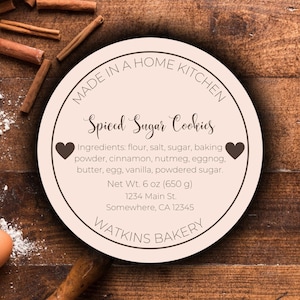 Custom Pink Cottage Bakery Labels: Personalized Homemade Food ...