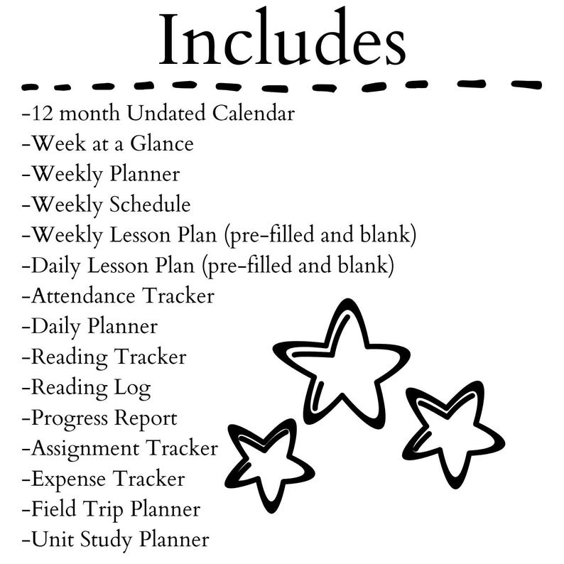 Modern Black White Homeschool Planner | Minimalist Daily Lesson ...