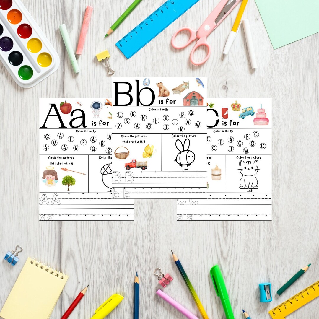 Toddler Preschool Alphabet Worksheet Printable Bundle / - Etsy