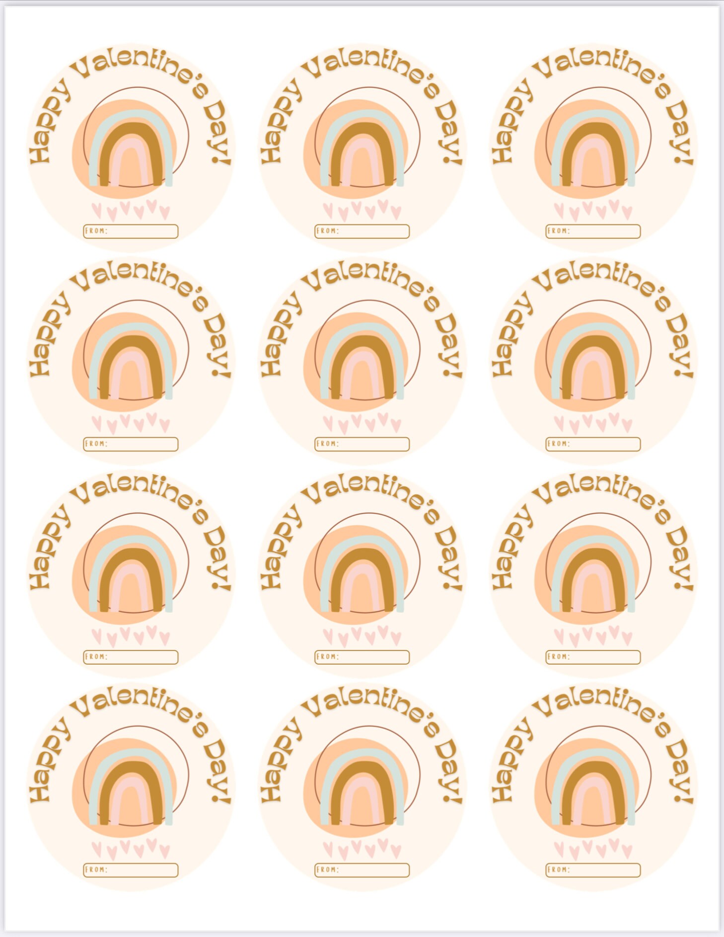 Boho Rainbow Valentine Printable / Neutral Rainbow Valentine Kids - Etsy