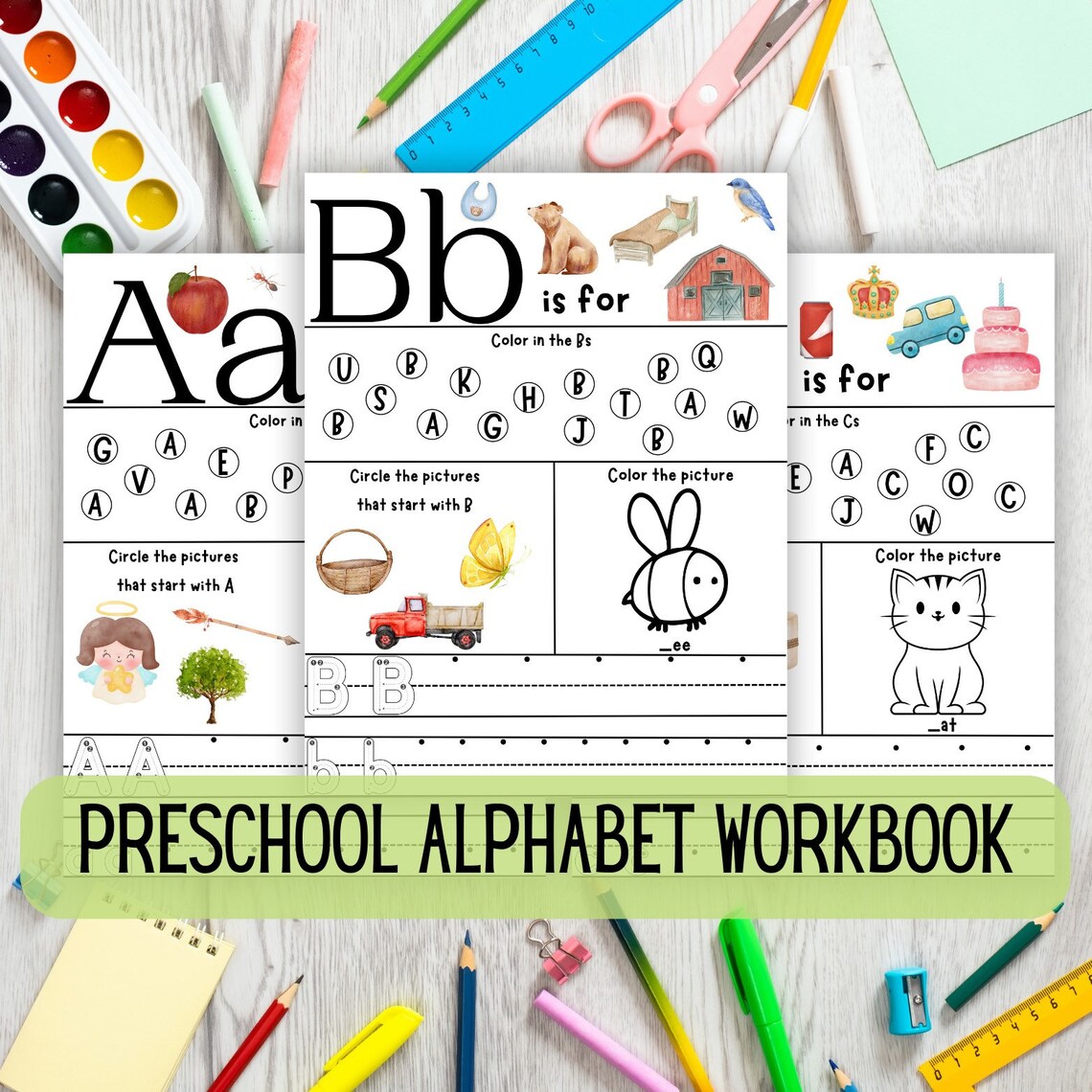 Toddler Preschool Alphabet Worksheet Printable Bundle / Montessori ...