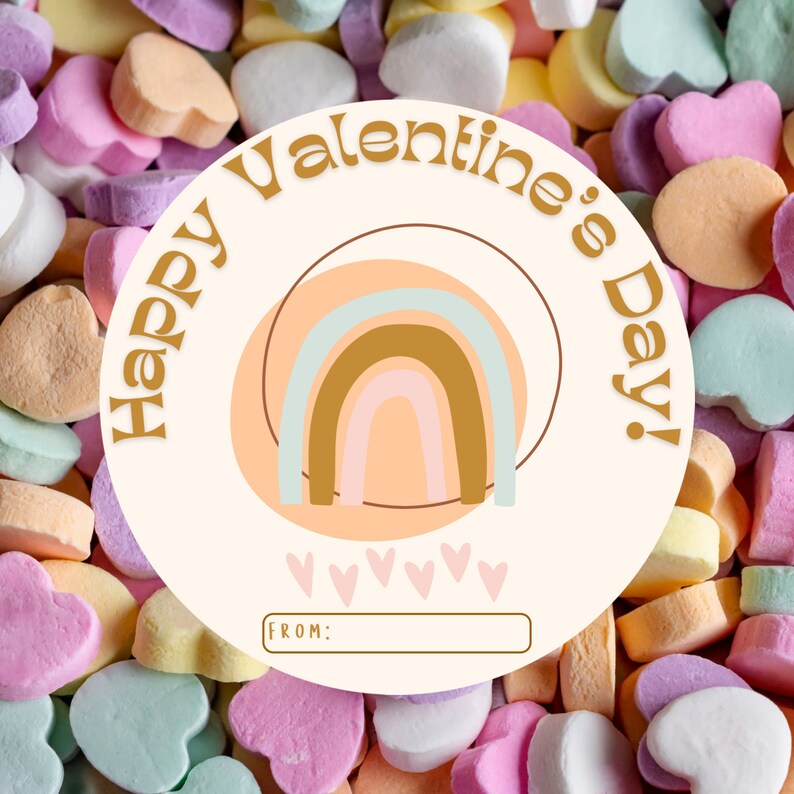 Boho Rainbow Valentine Printable / Neutral Rainbow Valentine Kids - Etsy