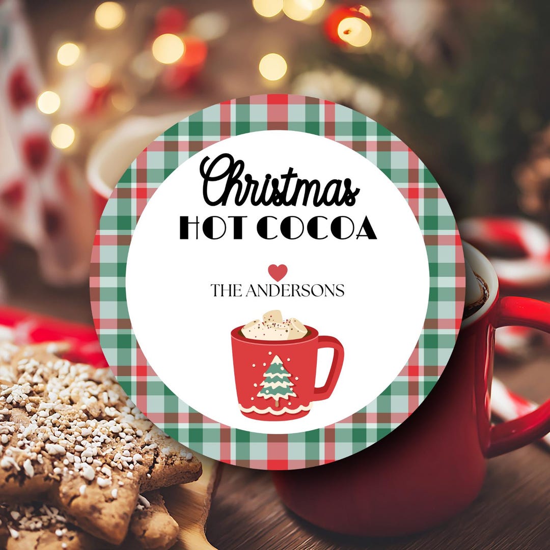Custom Christmas Hot Chocolate Labels | Personalized Hot Cocoa Mix Jar ...
