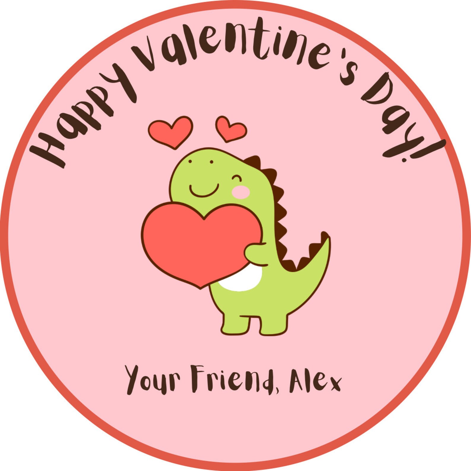 Custom Valentines Day Sticker for Kids / Dinosaur Valentine Sticker ...