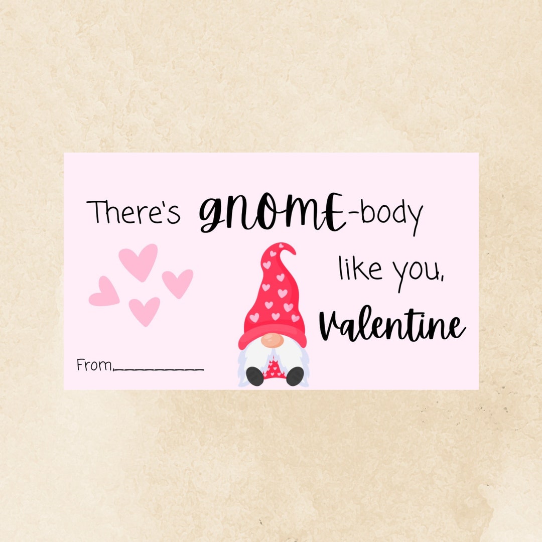 Gnome Valentines Day Printable - Etsy