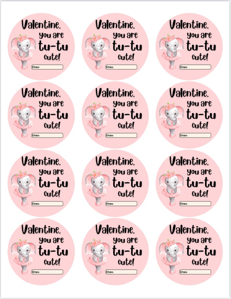 Tu-tu Cute Printable Valentine Kids / Friend Valentine / Party Favor ...