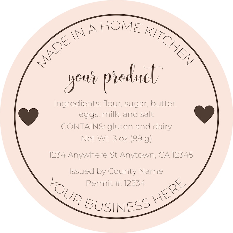 Custom Bakery Label / Custom Baking Sticker / Cottage Food - Etsy
