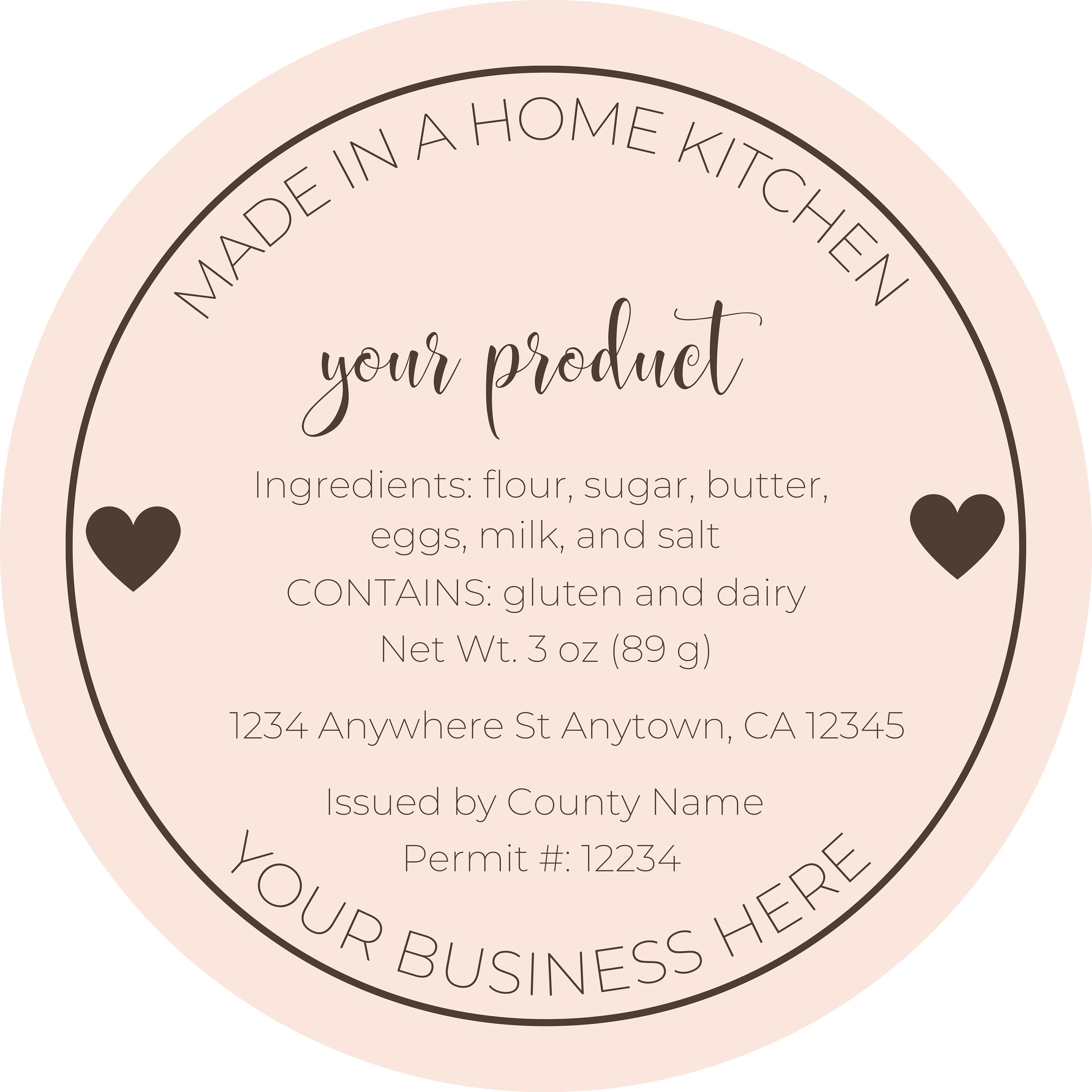 Custom Pink Cottage Bakery Labels: Personalized Homemade Food ...