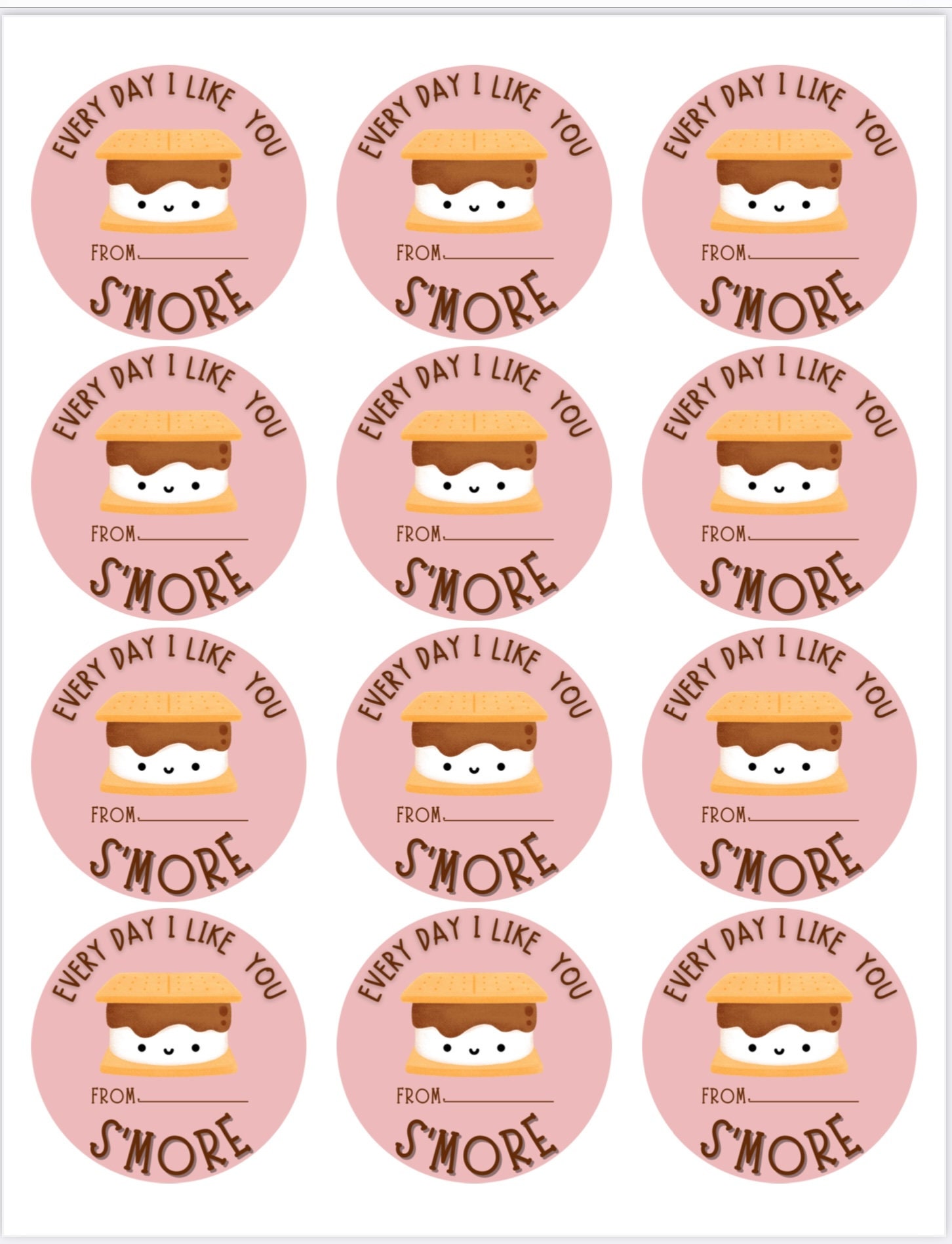 Smores Valentines Day Printable Tag for Kids - Etsy