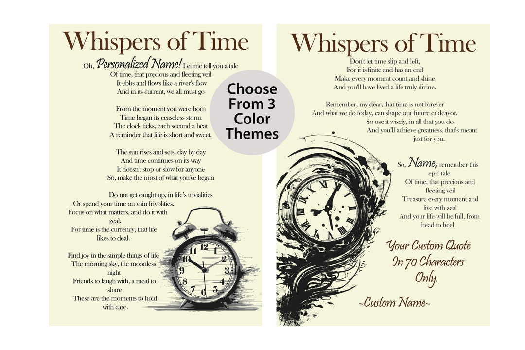 Custom Inspirational Time Poem Print Bedroom Poem Quote Wall Art ...