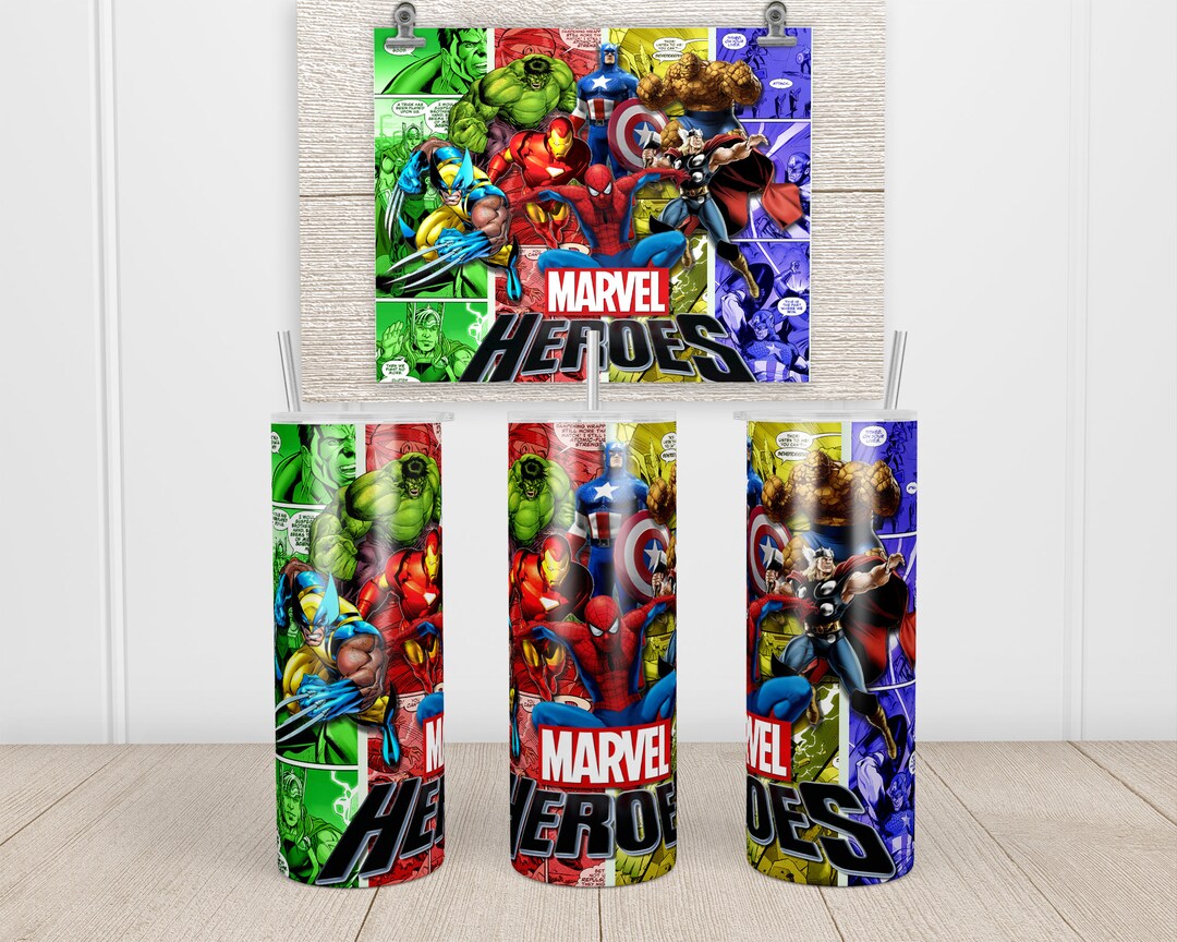 Marvel Heroes Tumbler Skinny / Marvel Heroes Mock-up Straight Design ...