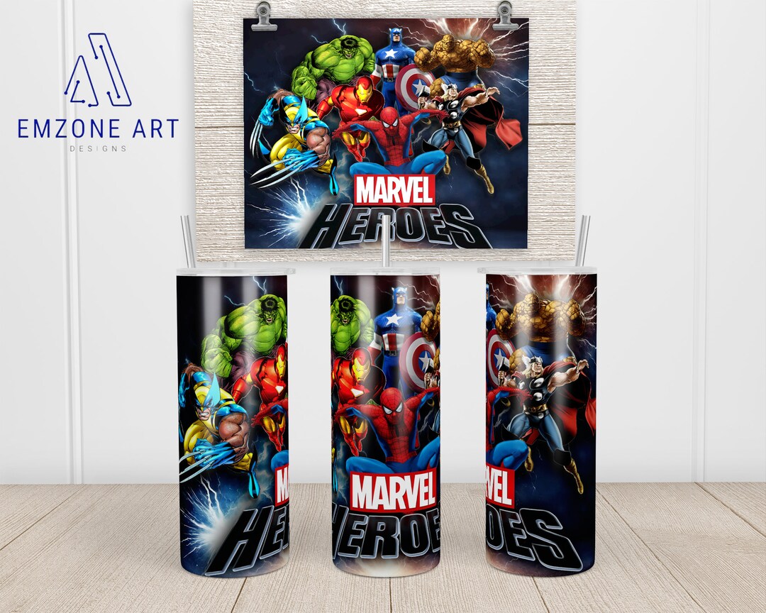 Marvel Heroes Tumbler Skinny / Marvel Heroes Mock-up Straight Design ...