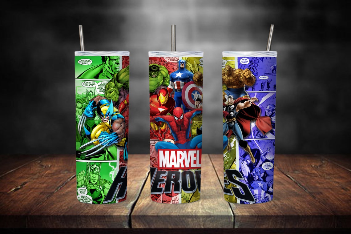Marvel Heroes Tumbler Skinny / Marvel Heroes Mock-up Straight Design ...