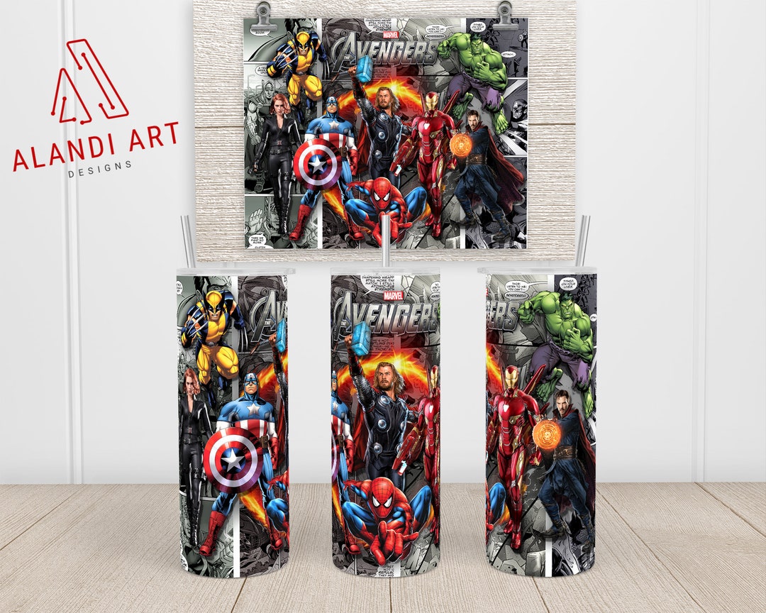 Marvel Heroes Tumbler Skinny / Marvel Heroes Mock-up Straight Design ...