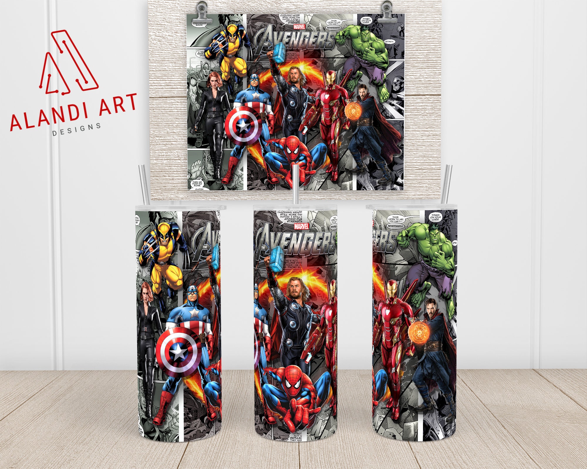 Marvel Heroes Tumbler Skinny / Marvel Heroes Mock-up Straight Design ...