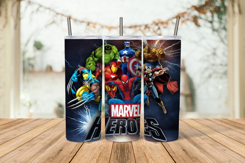 Marvel Heroes Tumbler Skinny / Marvel Heroes Mock-up Straight Design ...