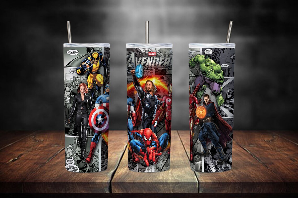 Marvel Heroes Tumbler Skinny / Marvel Heroes Mock-up Straight Design ...