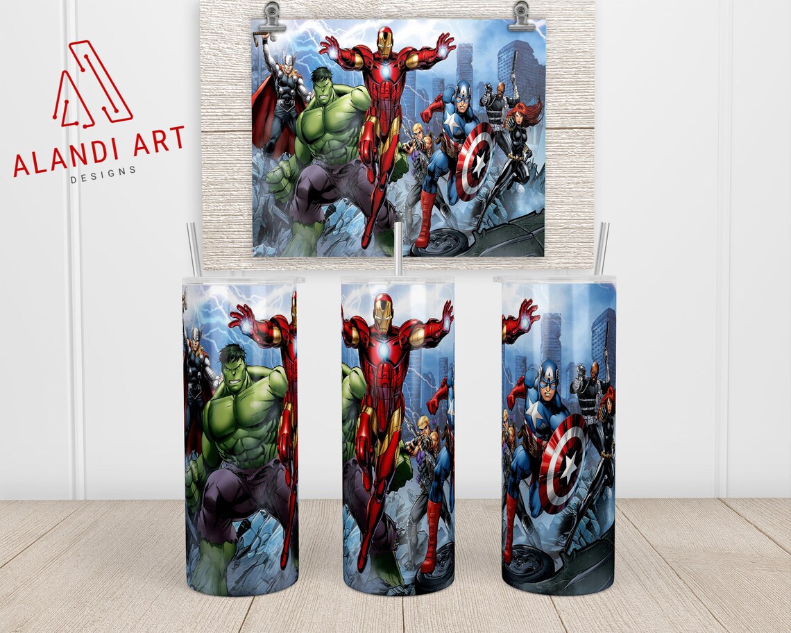 Marvel Heroes Tumbler Skinny / Marvel Heroes Mock-up Straight Design ...