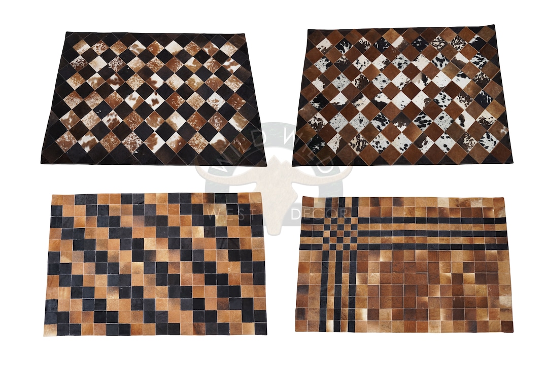 Natural Cowhide Patchwork Rug Handmade Cowhide Carpet Home Décor Cow ...