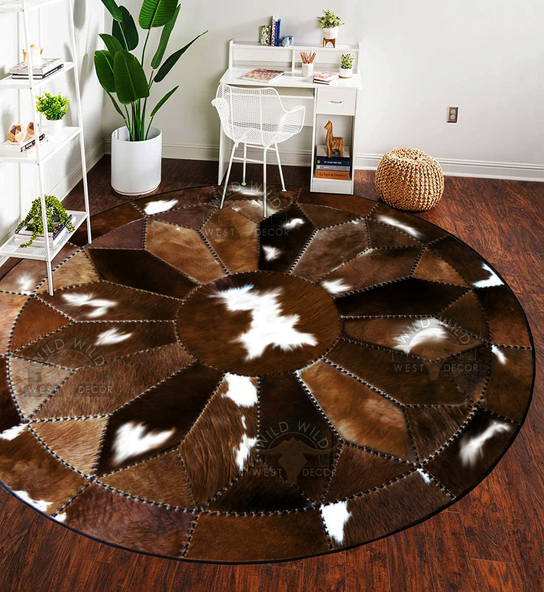 Natural Cowhide Leather Area Rug | Handmade Cowhide Patchwork Carpet ...