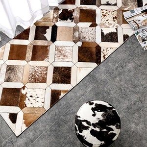 Natural Cowhide Patchwork Rug | Handmade Cowhide Carpet | Home Décor ...