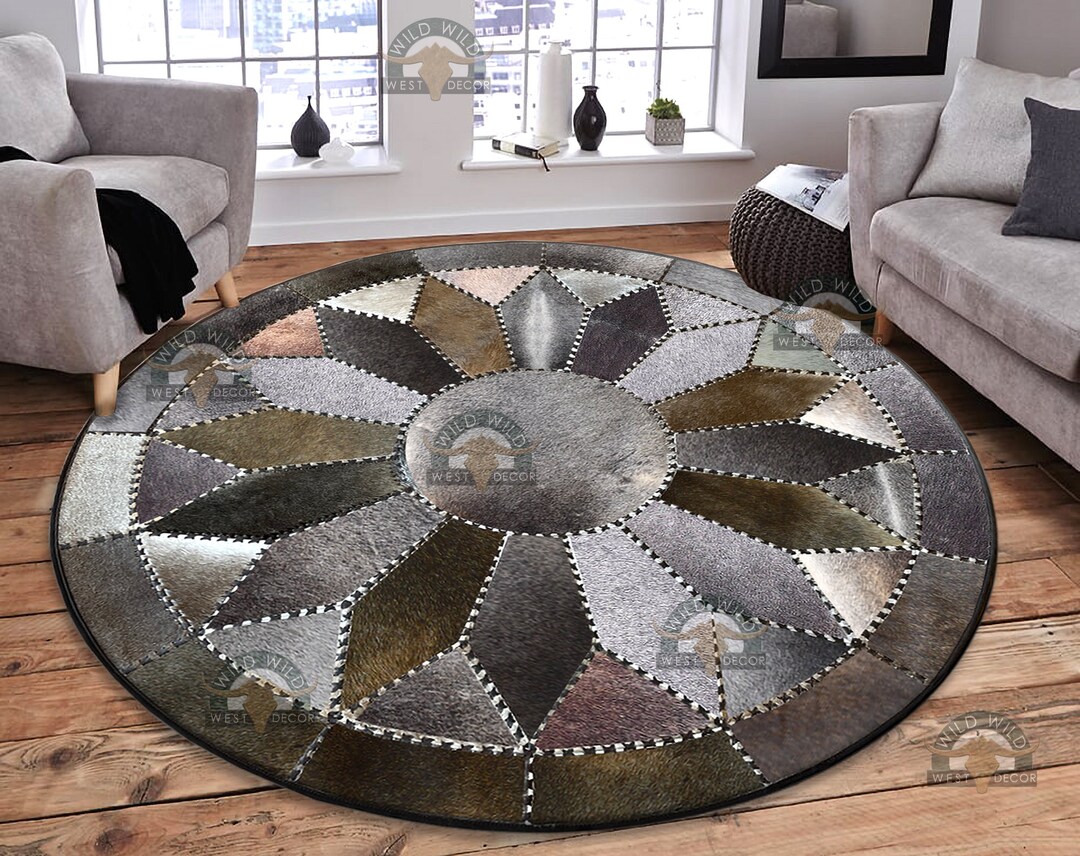 Natural Cowhide Leather Area Rug | Handmade Cowhide Patchwork Carpet ...