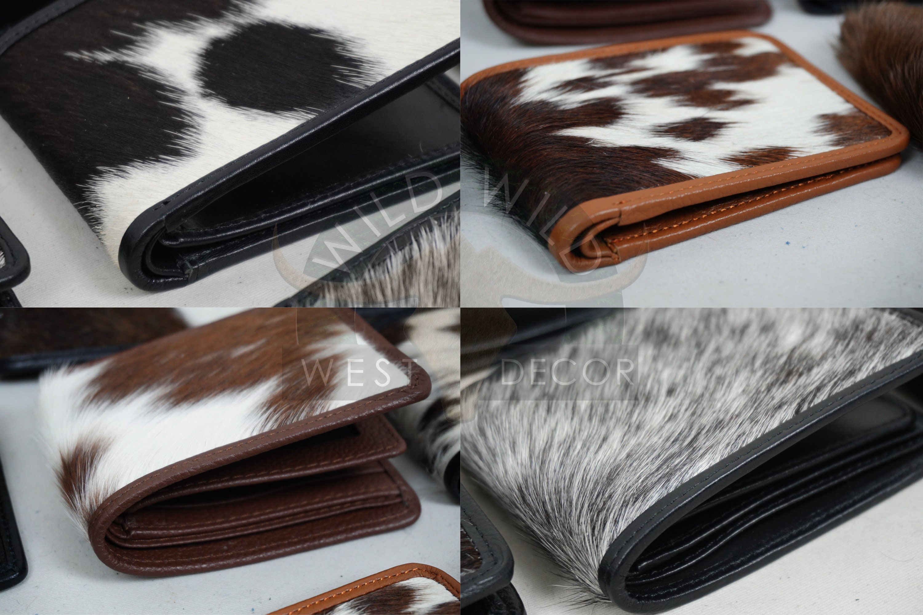 Cowhide Wallets Real Hair on Leather Purses Natural Cow - Etsy