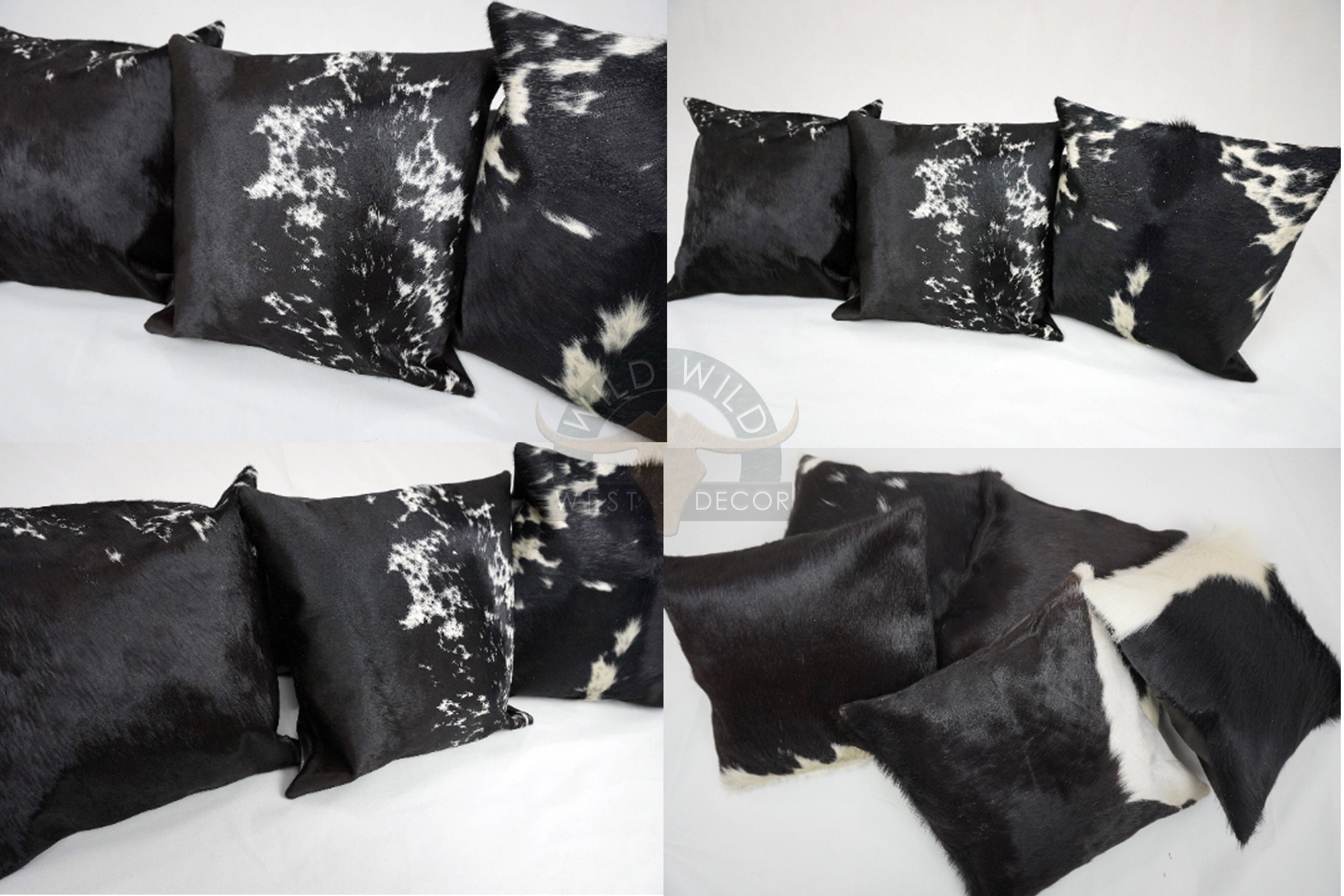 Cowhide Pillow Covers | Real Hair on Leather | Natural Cow Skin Cushion ...