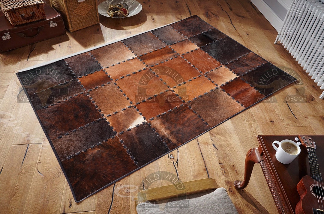 Natural Cowhide Patchwork Rug | Handmade Cowhide Carpet | Home Décor ...