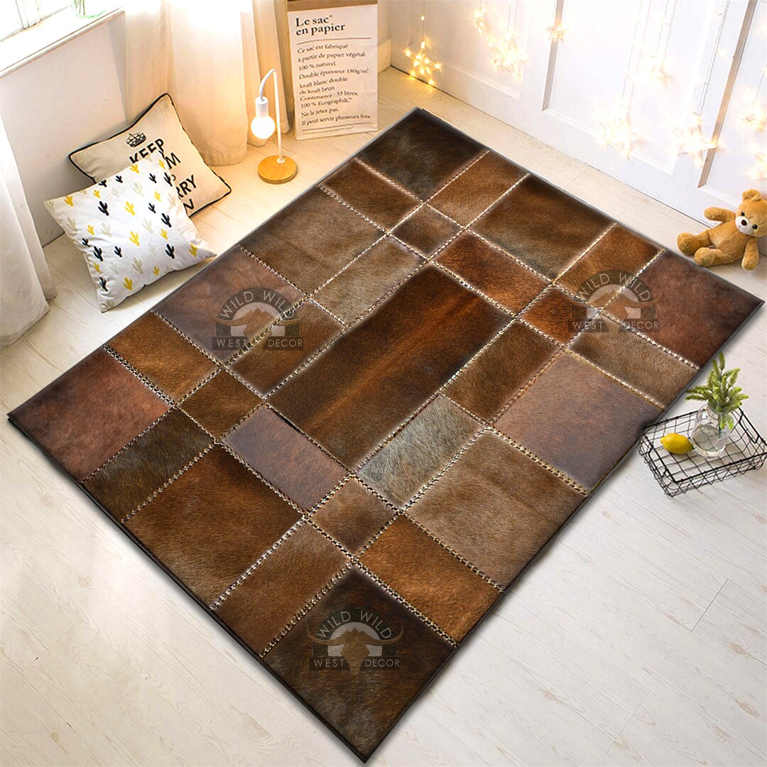 Natural Cowhide Patchwork Rug Handmade Cowhide Carpet Home - Etsy