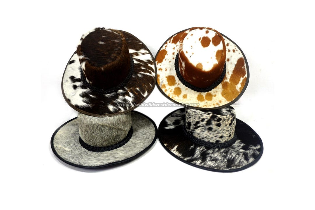 Real Cowhide Cowboy Hat With Adjustable Strap, Cowboy Hat for Men and ...