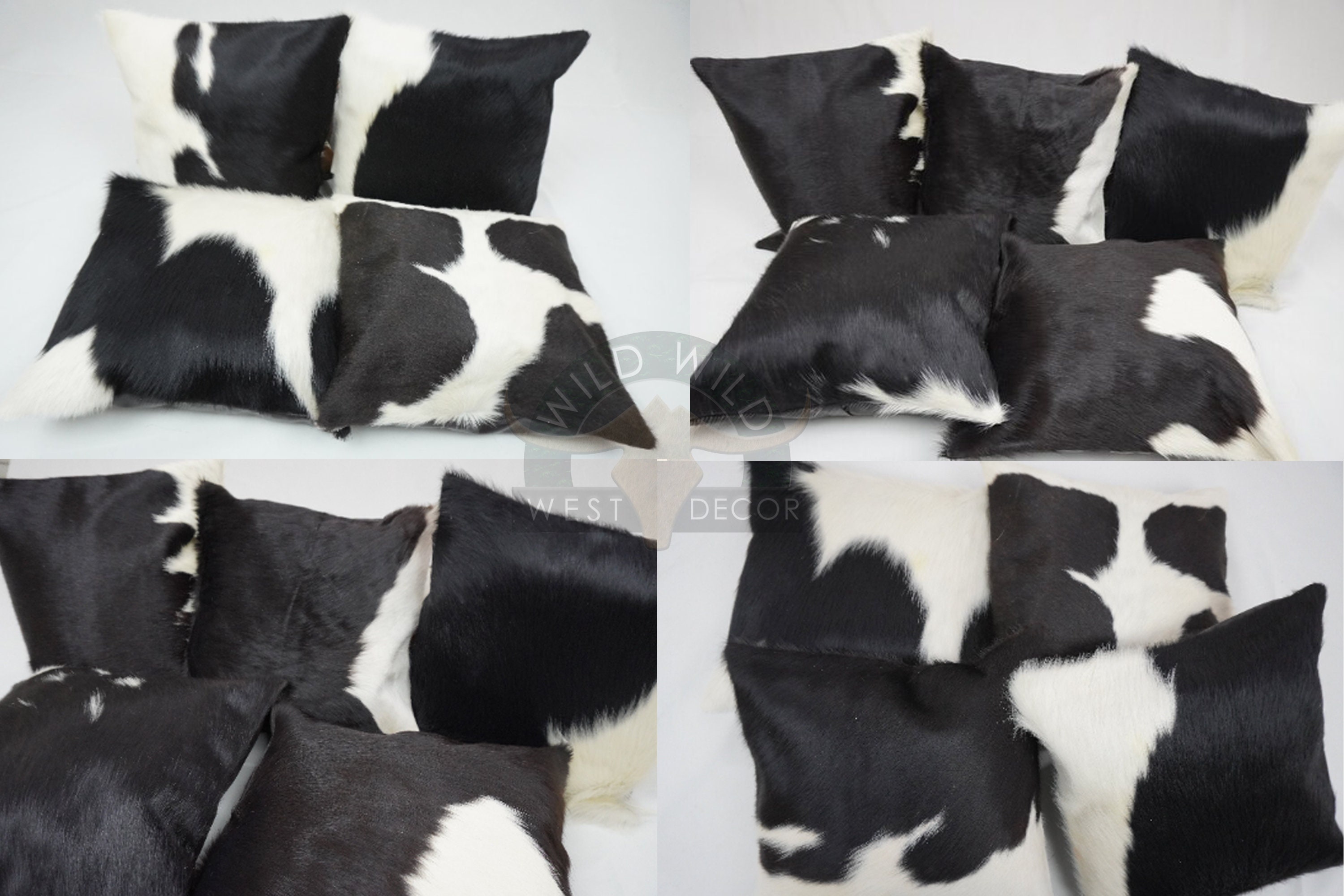 Cowhide Pillow Covers | Real Hair on Leather | Natural Cow Skin Cushion ...