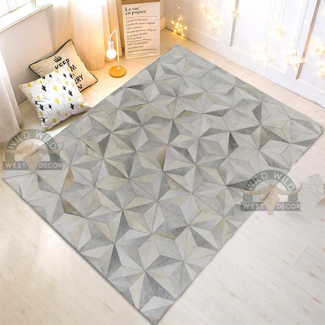 Natural Cowhide Patchwork Rug | Handmade Home Décor Cow Skin Rug | Hair ...