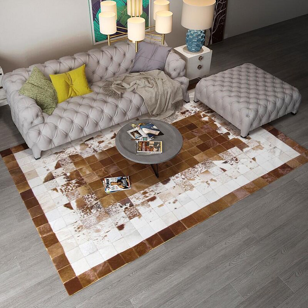 Natural Cowhide Patchwork Rug | Handmade Cowhide Carpet | Home Décor ...