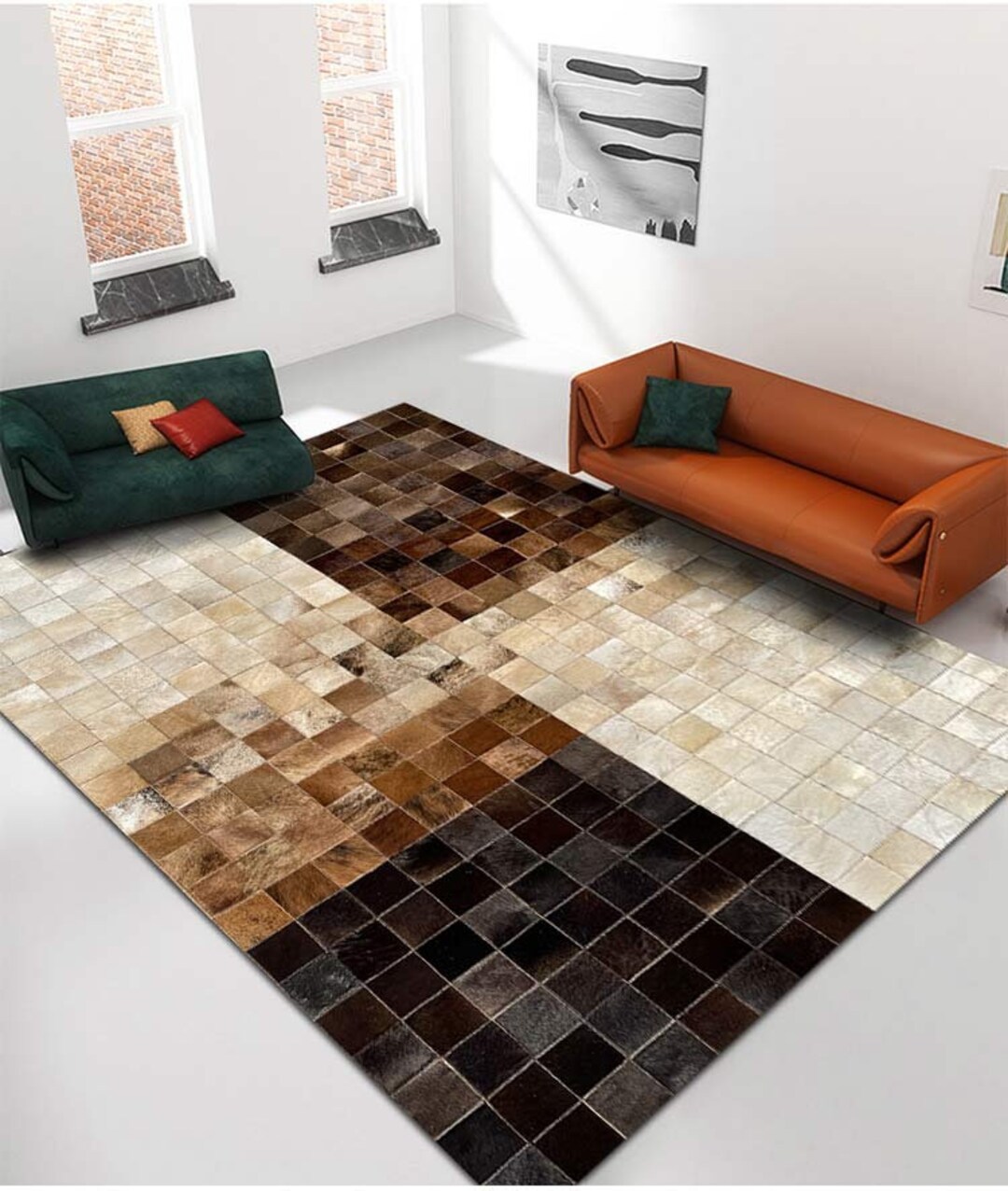 Natural Cowhide Patchwork Rug | Handmade Cowhide Carpet | Home Décor ...