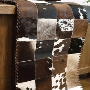 Natural Cowhide Patchwork Table Runner | Handmade Cowhide Table Runner ...