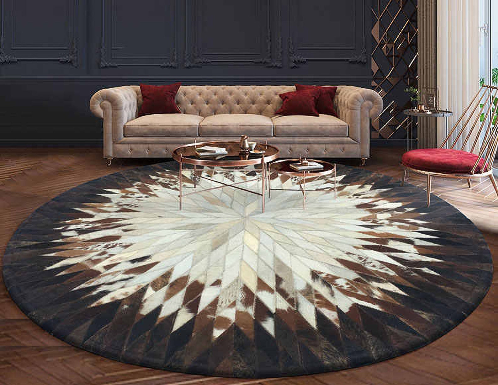 Natural Cowhide Leather Area Rug Handmade Cowhide Patchwork Carpet Home ...