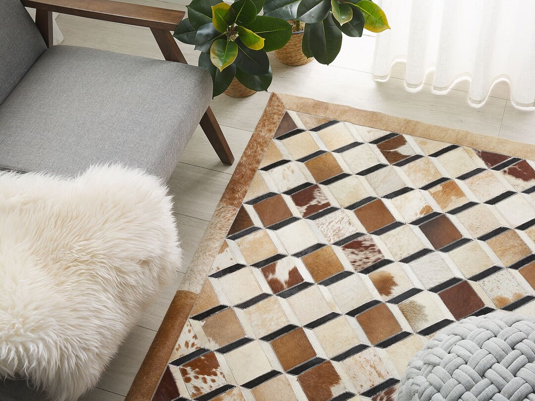 Natural Cowhide Patchwork Rug | Handmade Cowhide Carpet | Home Décor ...