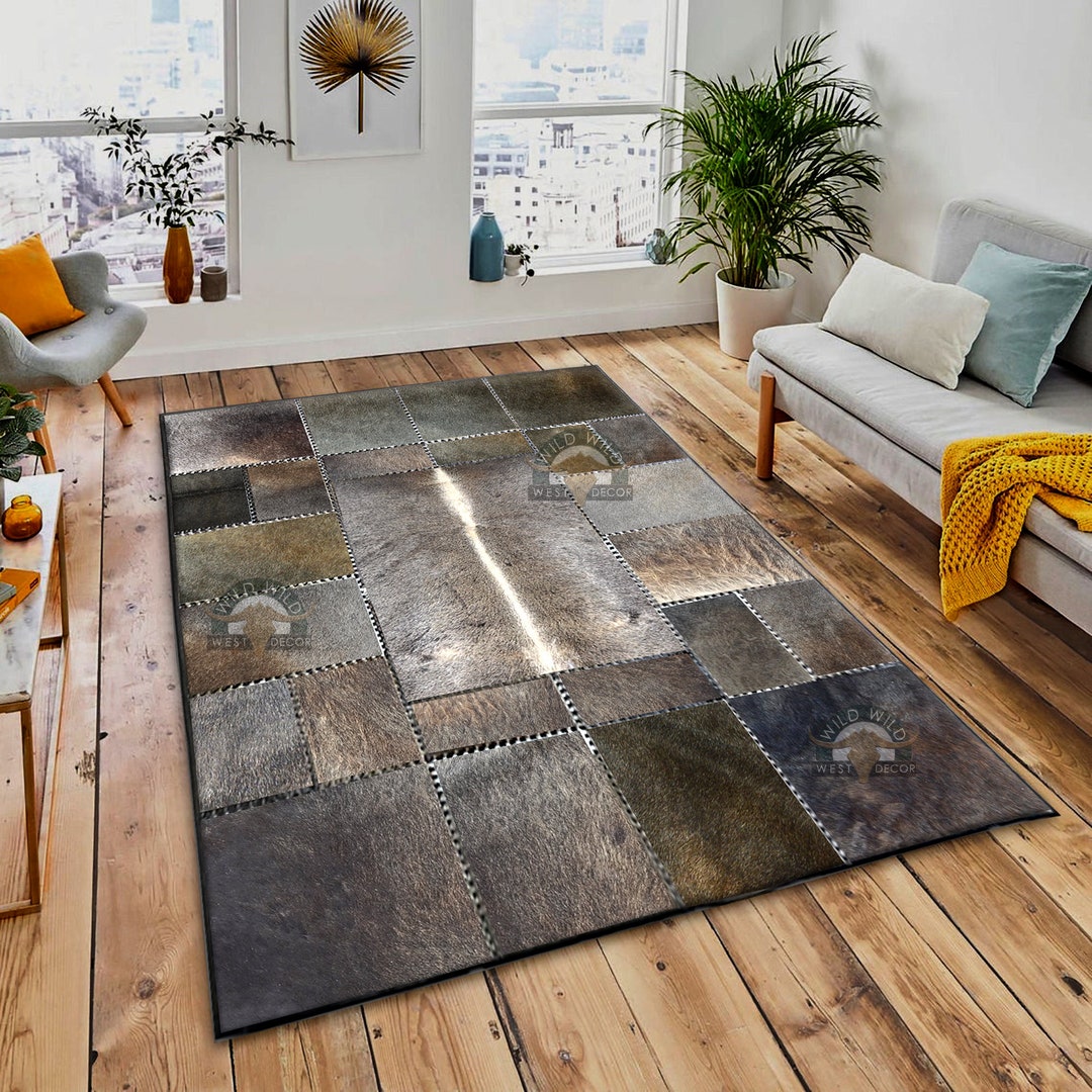 Natural Cowhide Patchwork Rug | Handmade Cowhide Carpet | Home Décor ...