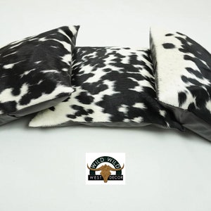 Cowhide Pillow Covers | Real Hair on Leather | Natural Cow Skin Cushion ...