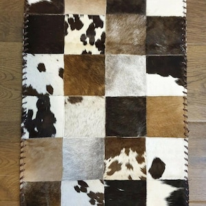 Natural Cowhide Patchwork Table Runner | Handmade Cowhide Table Runner ...