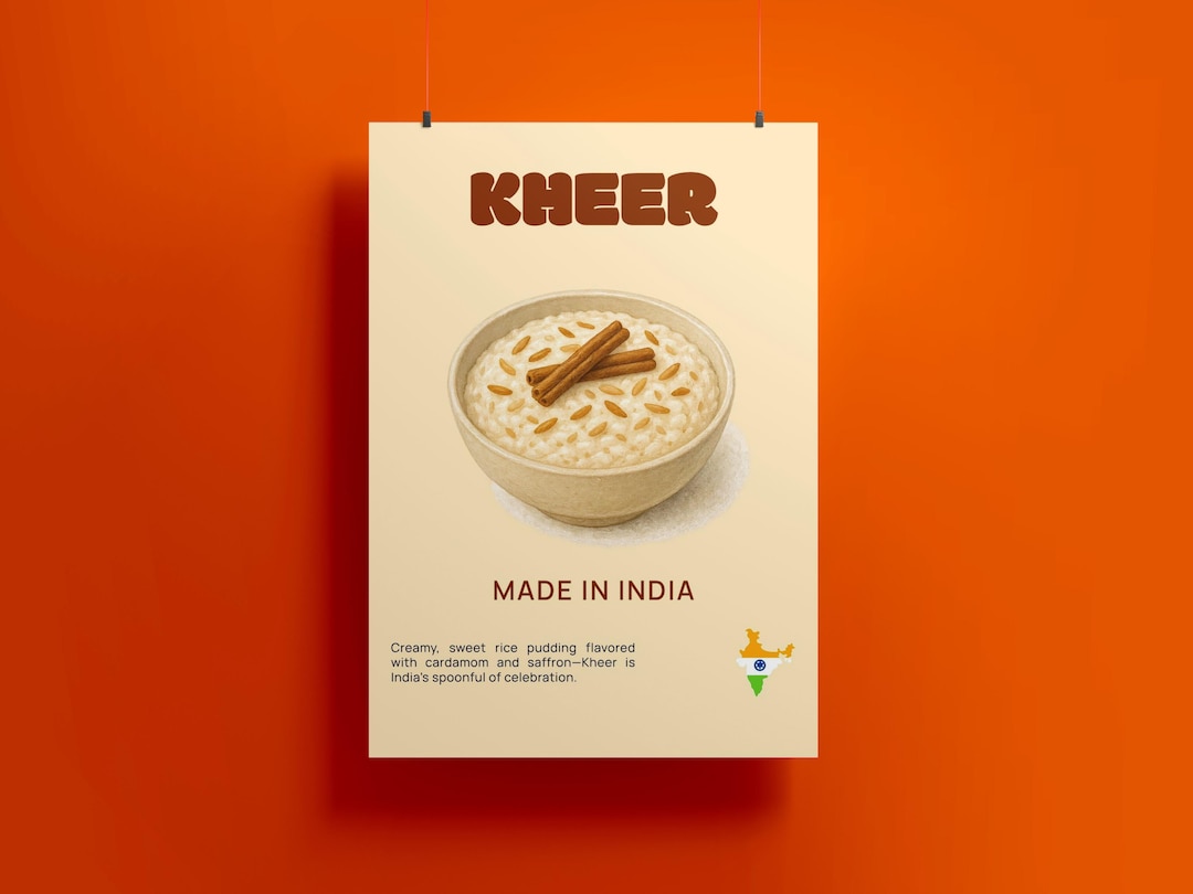 KITCHEN WALL ART Indian Food Kheer Poster Printable Wall Decor Dining ...