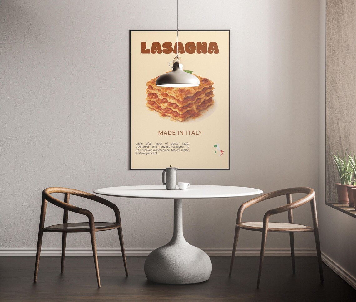 KITCHEN WALL ART Italian Food Lasagna Poster Printable Wall Decor ...
