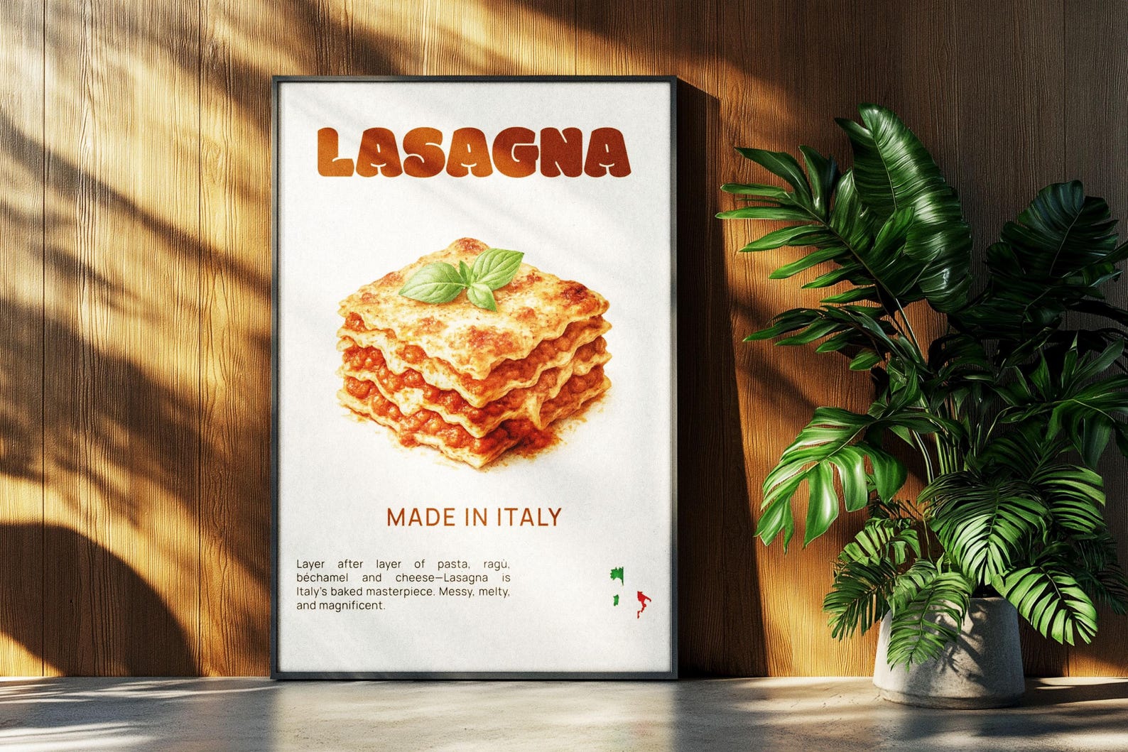 KITCHEN WALL ART Italian Food Lasagna Poster Printable Wall Decor ...
