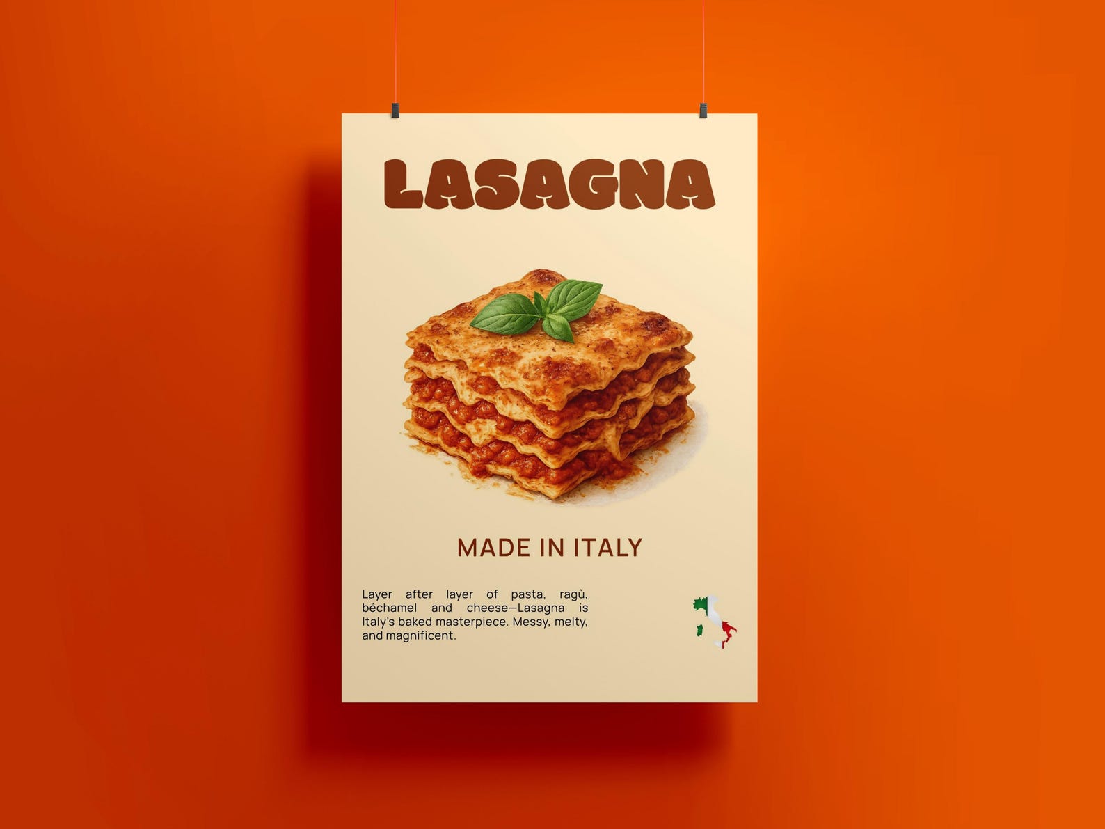 KITCHEN WALL ART Italian Food Lasagna Poster Printable Wall Decor ...