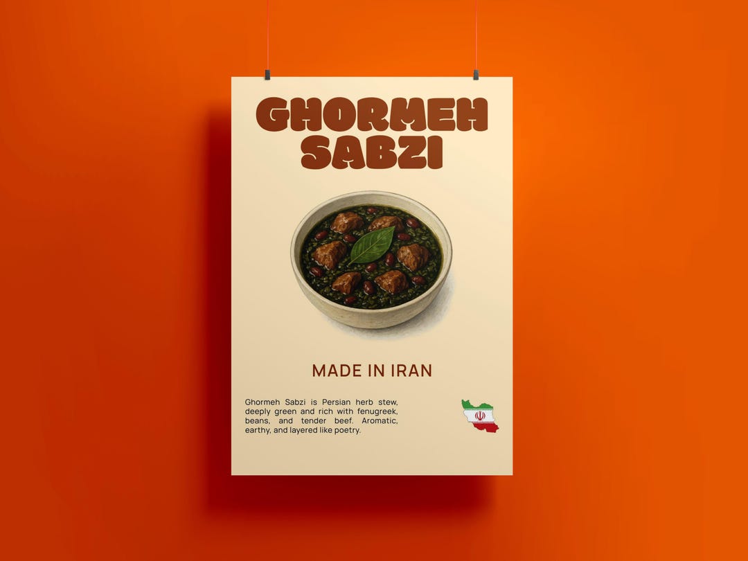 Ghormeh Sabzi Print: Iranian Food Poster, Kitchen Wall Art (digital ...