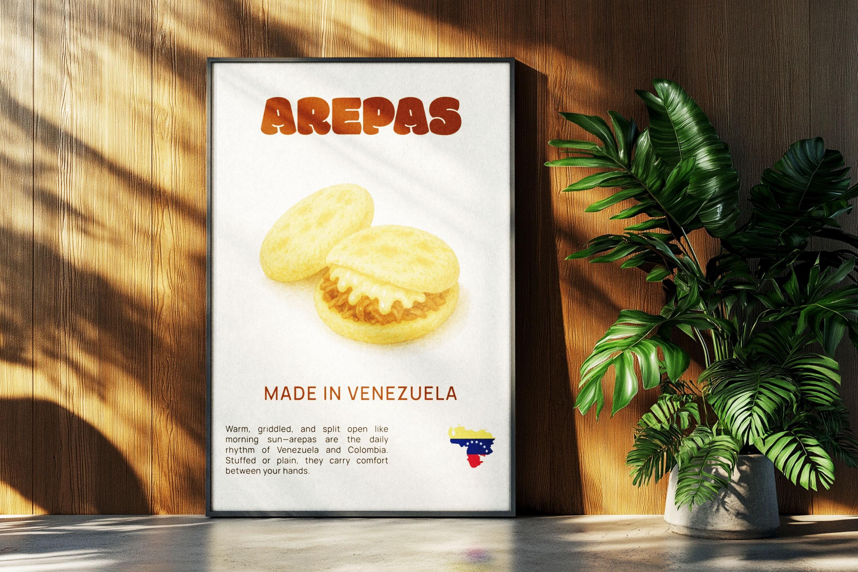 KITCHEN WALL ART Venezuelan Food Arepas Poster Printable Wall Decor ...
